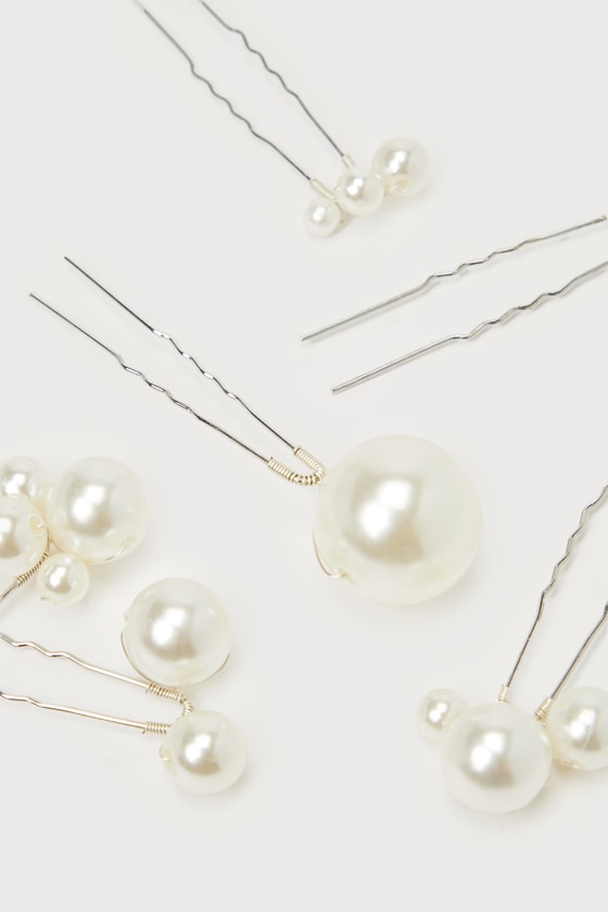 White Peal Hair Pin Set 6pc Hair Pin Set Bridal Accessories Lulus