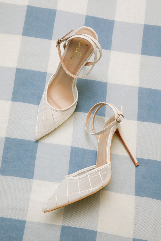 White Stiletto Heels - Ankle Strap Heels - Sheer Mesh Heels - Lulus