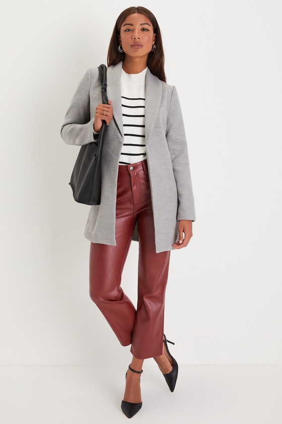 Heather Grey Coat - Belted Women's Coat - Wool-Like Coat - Lulus