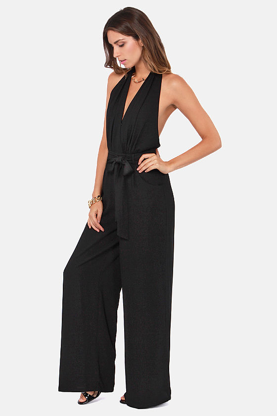 Sexy Black Jumpsuit Backless Jumpsuit Halter Jumpsuit 49 00 Lulus