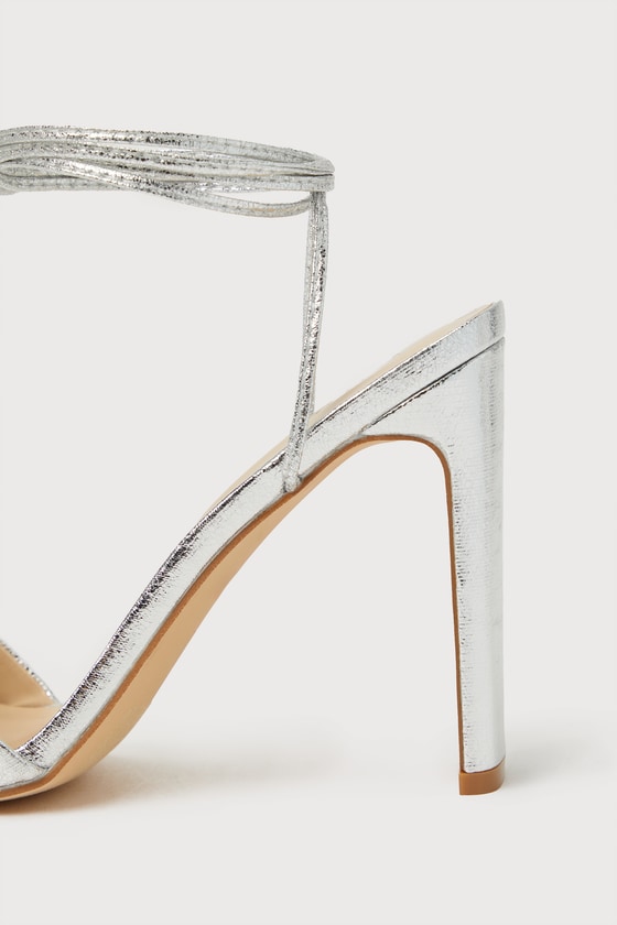 Silver Metallic Heels - Lace-Up Heels - High Heel Sandals - Lulus