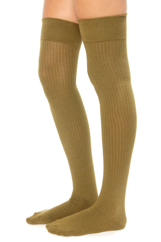 Cute Over the Knee Socks - Olive Green Socks - Ribbed Socks - $20.00 ...