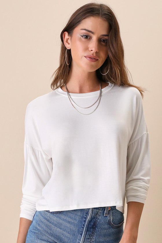 Cute Ivory Tee - Long Sleeve Tee - Casual Tee - Women's Tee - Lulus