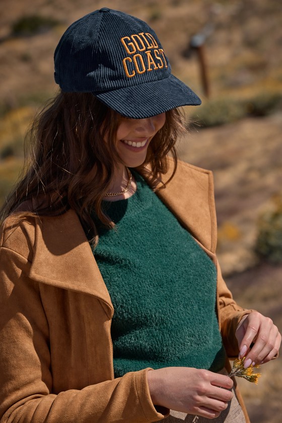 Worn/West GOLD COAST - Navy Blue Corduroy Hat - Baseball Cap - Lulus
