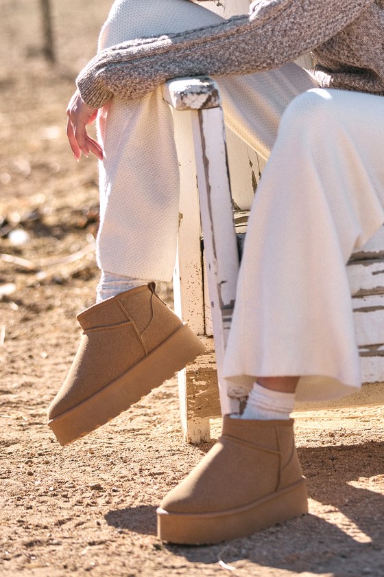 Brown Ankle Booties - Ankle Slippers - Faux Fur-Lined Booties - Lulus