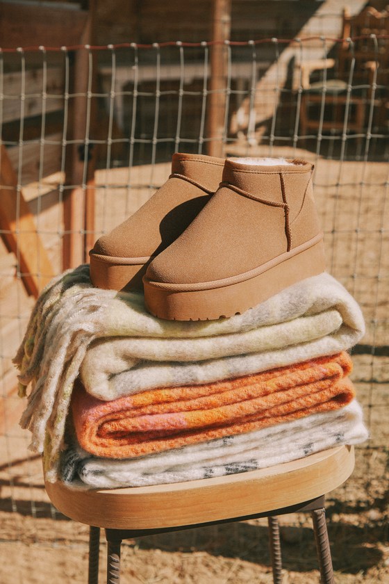 Brown Ankle Booties - Ankle Slippers - Faux Fur-Lined Booties - Lulus