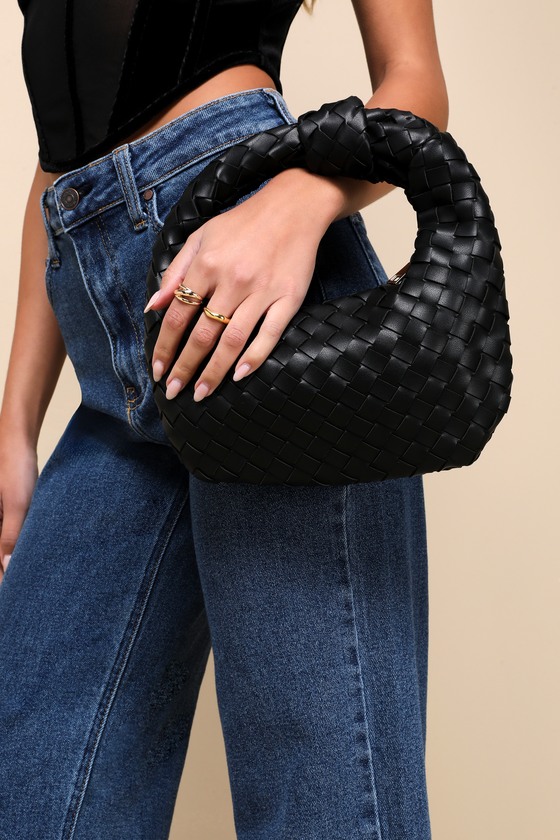 Black Knot Handle Bag - Black Woven Handbag - Knotted Handbag - Lulus
