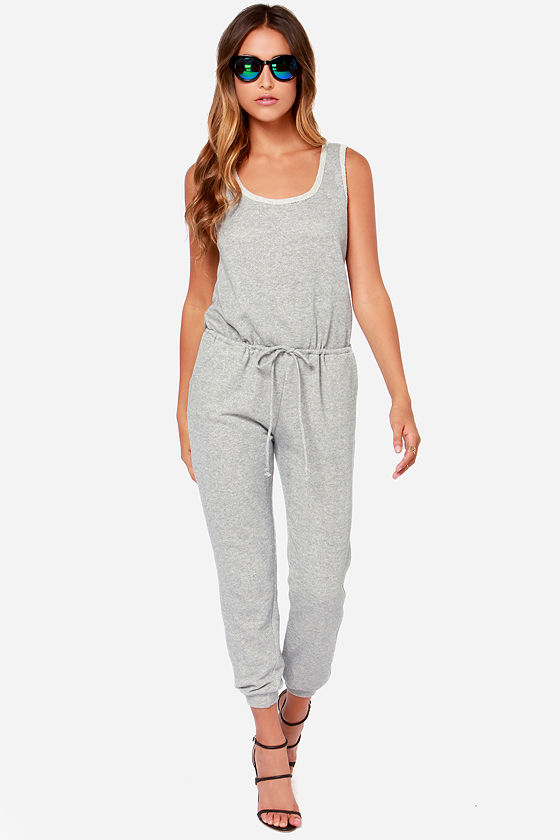Heather Grey Jumpsuit - Sleeveless Jumpsuit - One Piece - $43.00 - Lulus