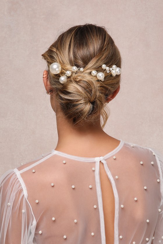 White Peal Hair Pin Set - 6PC Hair Pin Set - Bridal Accessories - Lulus