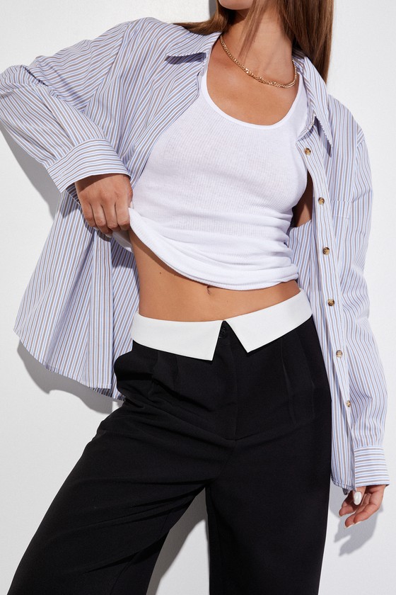 Blue Striped Top - Button-Up Top - Striped Button-Down - Top - Lulus