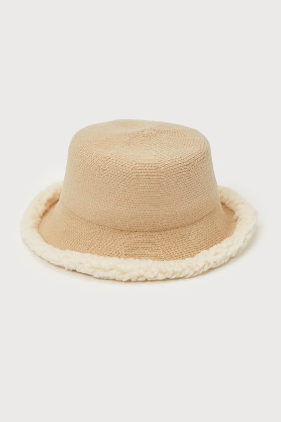 Faux Fur Beige Hat - Shearling Bucket Hat - Bucket Hat - Lulus
