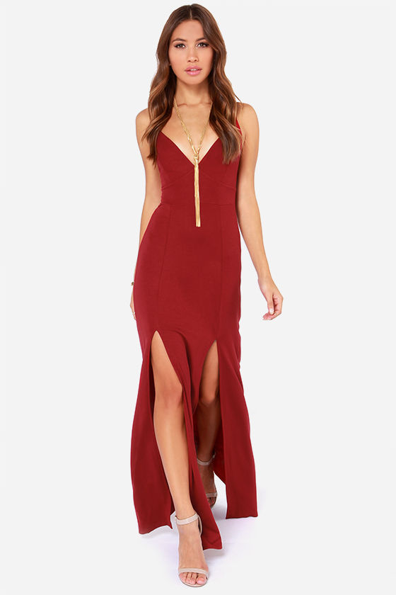 Sexy Wine Red Dress Maxi Dress Spaghetti Strap Dress 4700 Lulus