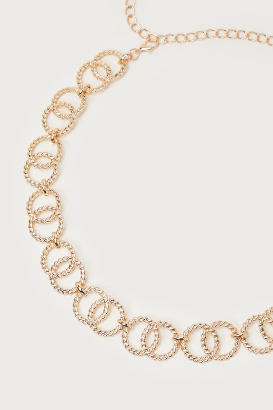 Gold Chain Link Belt - Twisted Circular Chain Belt - Gold Belt - Lulus