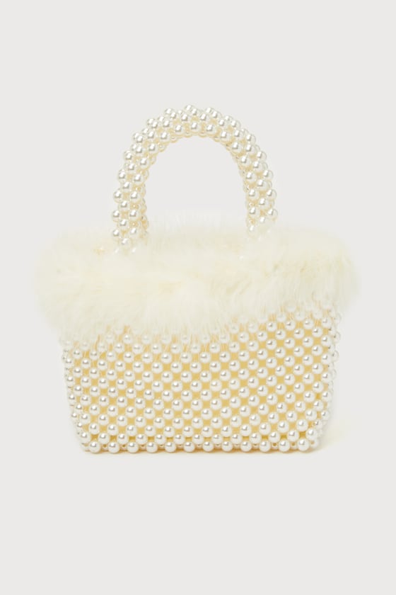Ivory Pearl Handbag - Feather Handbag - Pearl Feather Purse - Lulus