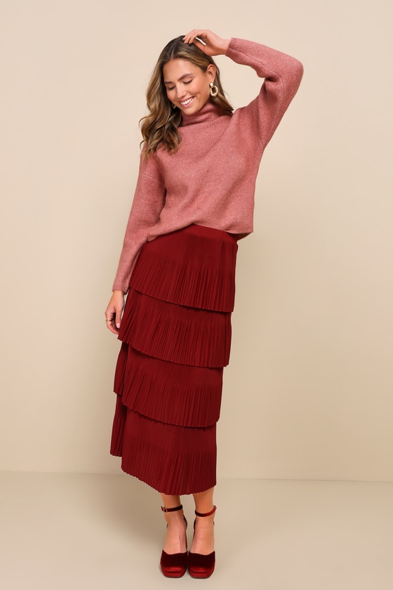 Mauve Pink Sweater - Funnel Neck Sweater - Pullover Sweater - Lulus