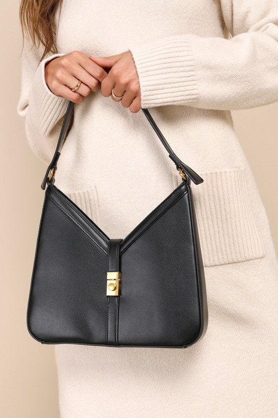 Chic Black Bag - Vegan Leather Shoulder Bag - Shoulder Bag - Lulus