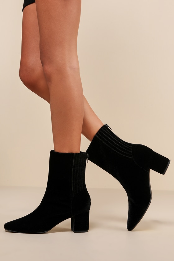 Black Velvet Boots - Velvet Ankle Boots - Black Fall Boots - Lulus