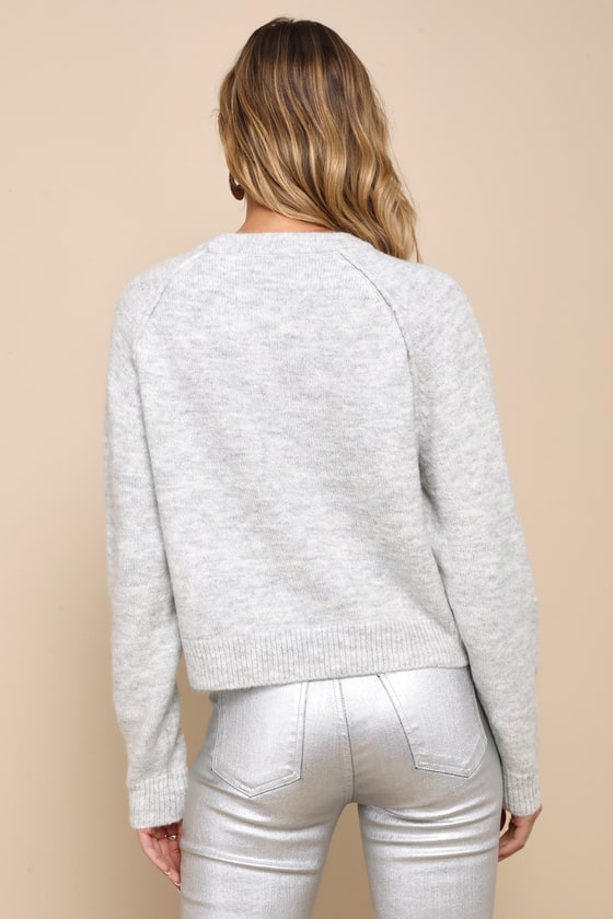 Heather Grey Sweater - Raglan Sleeves Sweater - Women's Sweater - Lulus