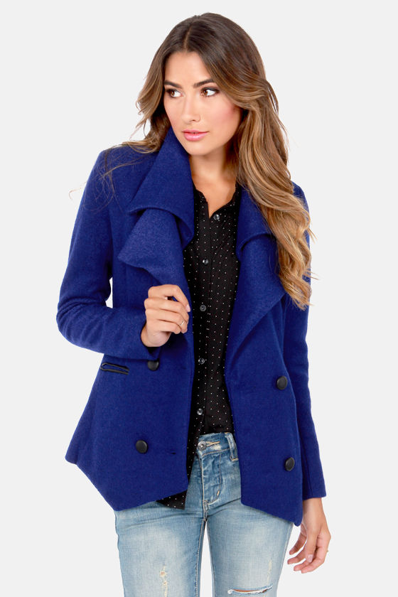 Darling Jamie Jacket - Royal Blue Coat - Blue Pea Coat - $115.00 - Lulus