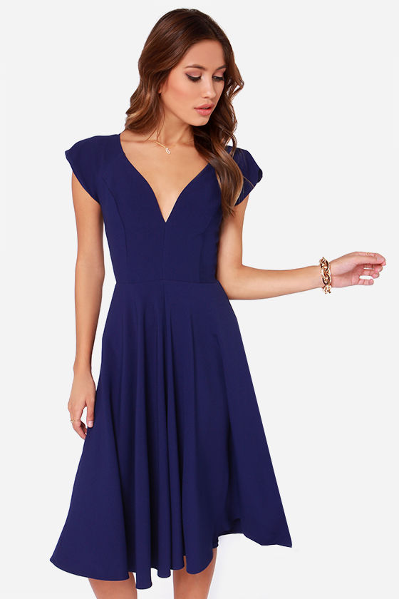 Cute Royal Blue Dress - Midi Dress - Modest Dress - $45.00