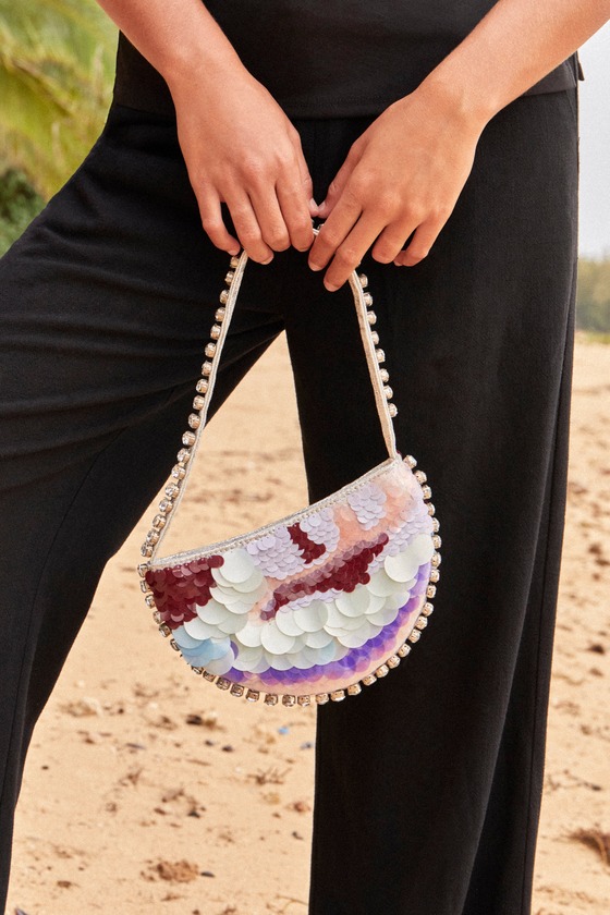 White Sequin Bag - Sequin Shoulder Bag - Multicolored Bag - Lulus