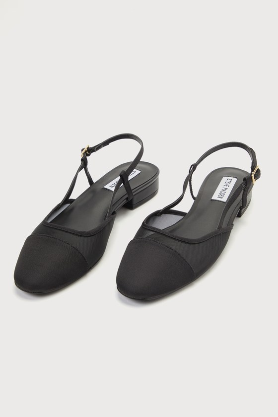 Steve Madden Belinda-M - Black Mesh Flats - Slingback Flats - Lulus