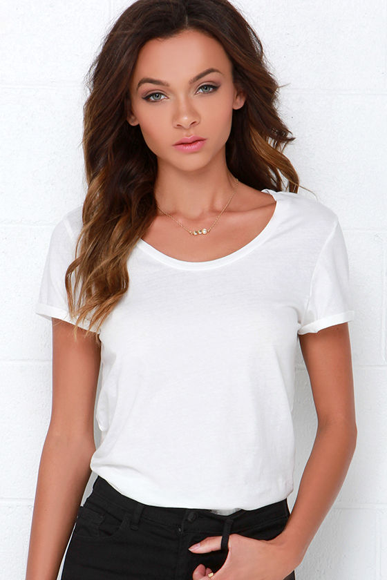 RVCA Label Pippi 2 Tee - Ivory Top - Ivory Shirt - $26.00 - Lulus