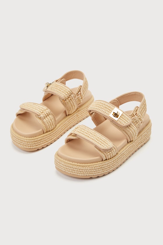 Steve Madden Bigmona - Natural Raffia Sandals - Flatform Sandals - Lulus