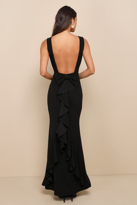Black Backless Maxi Dress - Ruffled Maxi Dress - Black Maxi Dress - Lulus