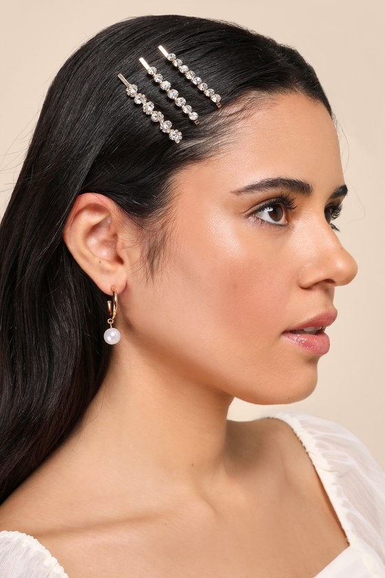 Gold Hair Pin Set - Rhinestone Hair Pin Set - 3PC Hair Pin Set - Lulus