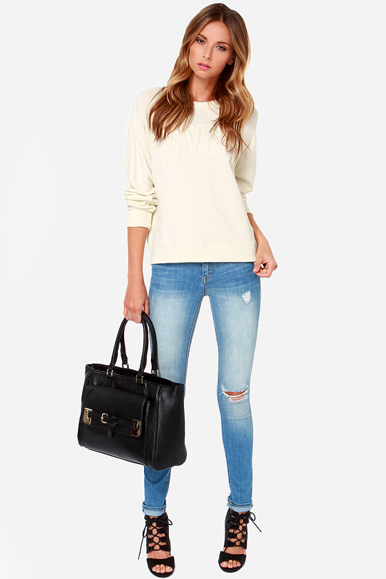 RVCA Snake Stitch Sweater - Cream Sweater - Sweatshirt - $49.50 - Lulus