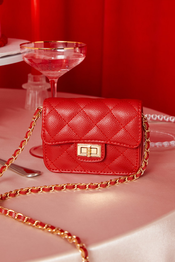 Red Mini Bag - Micro Crossbody Bag - Quilted Mini Handbag - Lulus