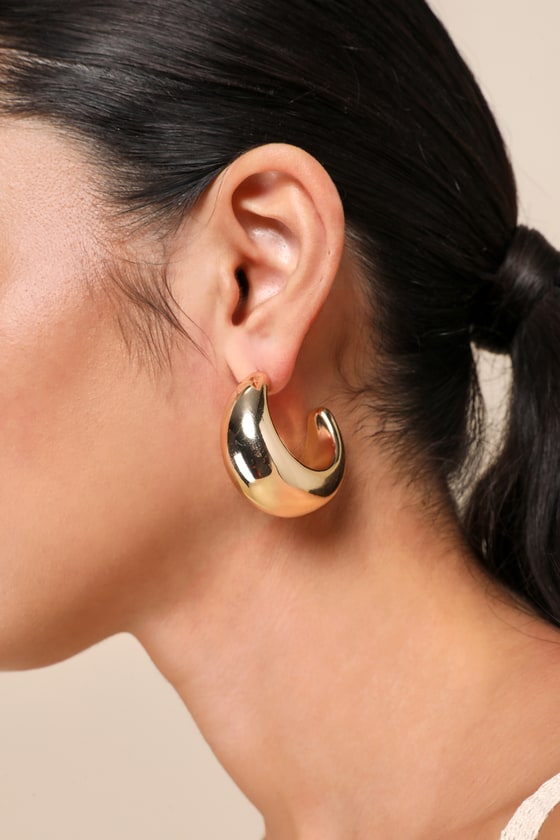 Gold Hoop Earrings - Chunky Earrings - Gold Earrings - Earrings - Lulus