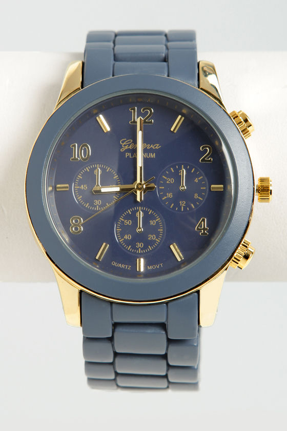 Classic Navy Blue Watch - Gold Watch - Boyfriend Watch - $24.00 - Lulus
