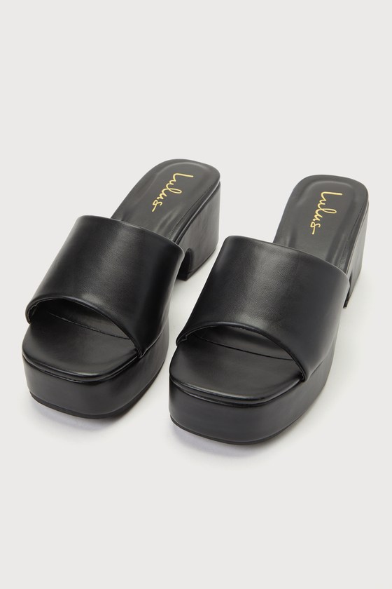Black Slide Sandals - Platform Slide Sandals - Black Sandals - Lulus