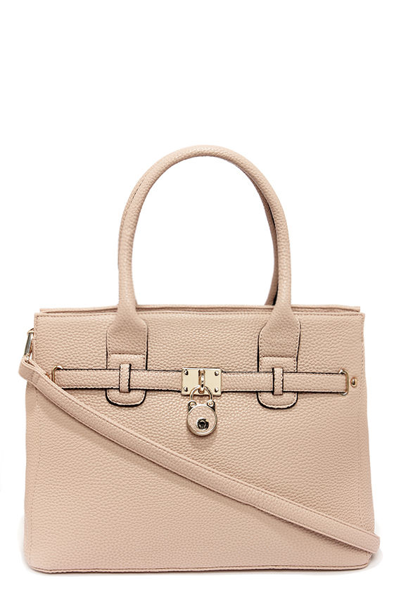 Chic Beige Handbag - Vegan Leather Handbag - Winged Handbag - $37.00