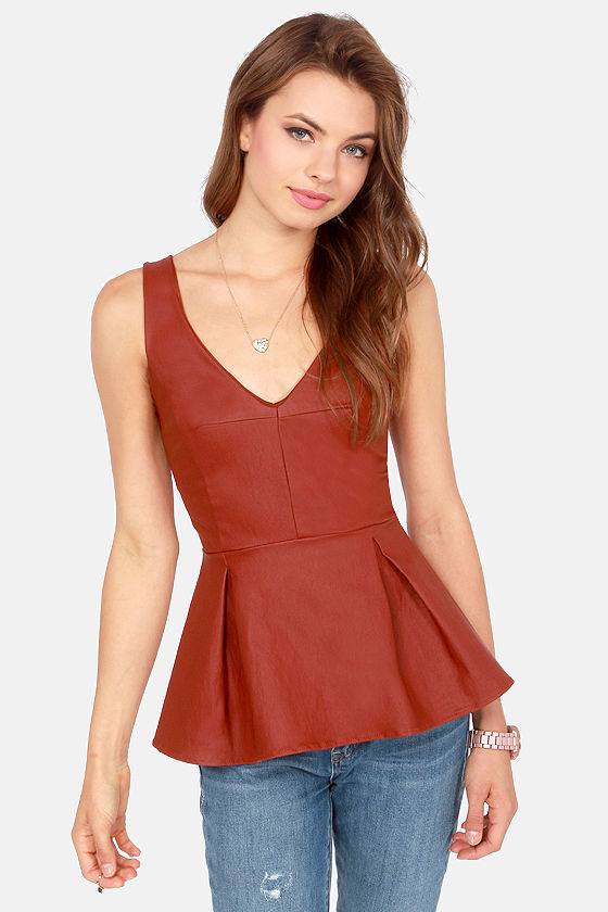 Cute Brick Red Top - Peplum Top - Sleeveless Top - $37.00 - Lulus