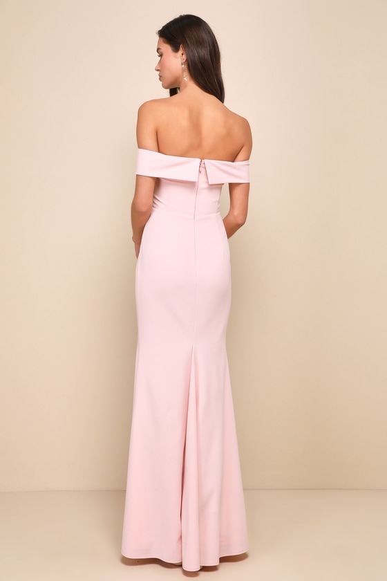 Light Pink Dress - Off-the-Shoulder Maxi Dress - Bow Maxi Dress - Lulus