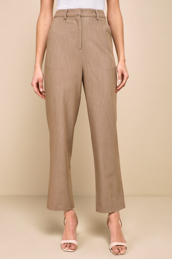 Taupe High-Rise Pants - Tapered Trousers - Slim Leg Trouser Pants - Lulus
