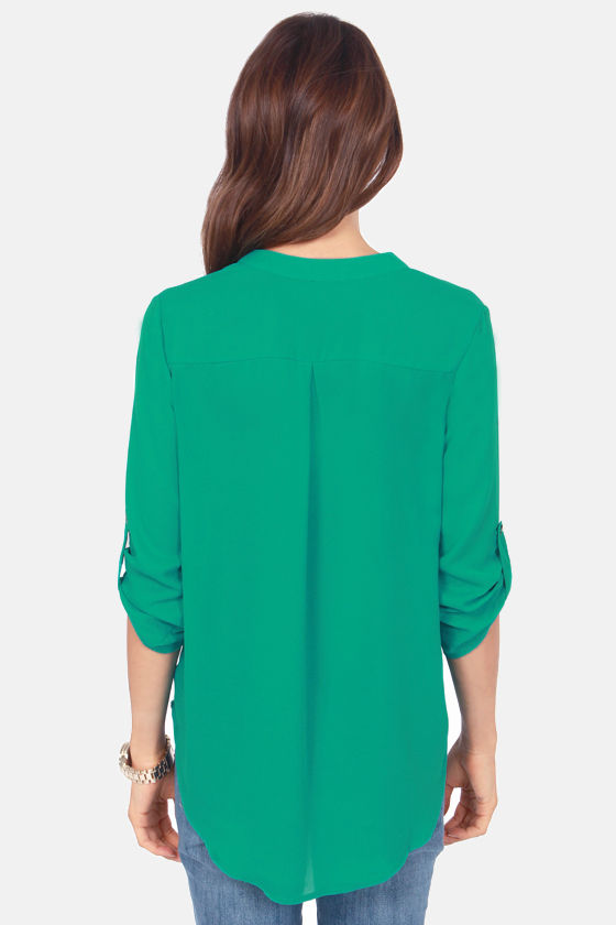 Cute Green Top - V Neck Top - Emerald Green Top - $37.00