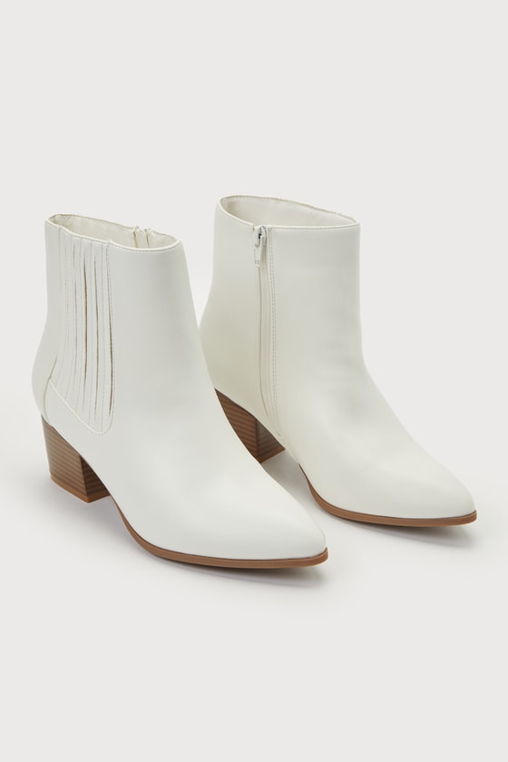 Cute White Booties - Ankle Boots - White Pointed-Toe Boots - Lulus