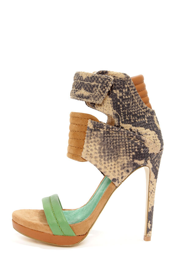 Sexy Green Lizard Heels - High Heel Sandals - Lulus