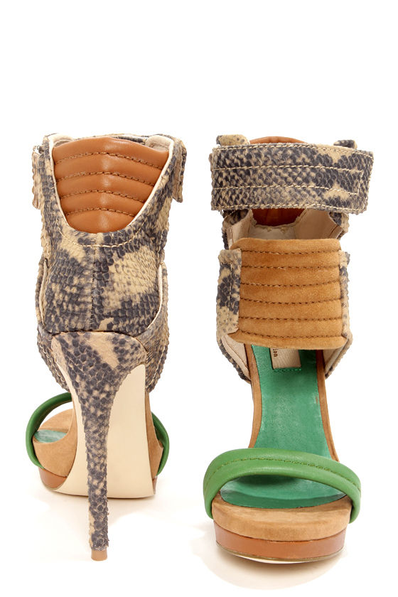 Sexy Green Lizard Heels - High Heel Sandals - Lulus