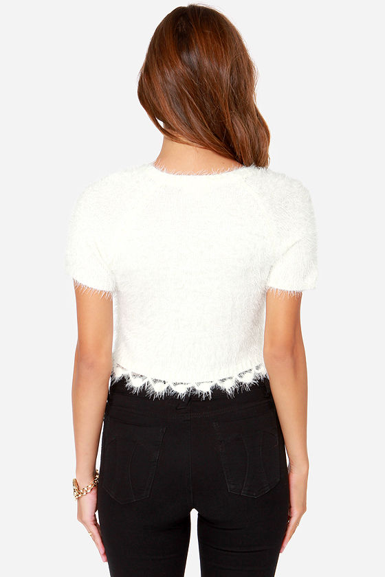 Cute Fuzzy Top - Ivory Top - Crop Top - Sweater Top - $38.00