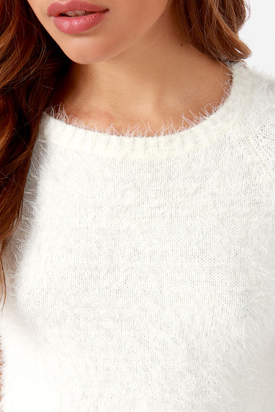 Cute Fuzzy Top - Ivory Top - Crop Top - Sweater Top - $38.00