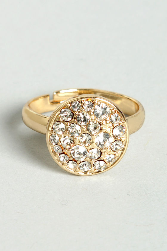 Pretty Gold Ring - Rhinestone Ring - Adjustable Ring - $9.00 - Lulus