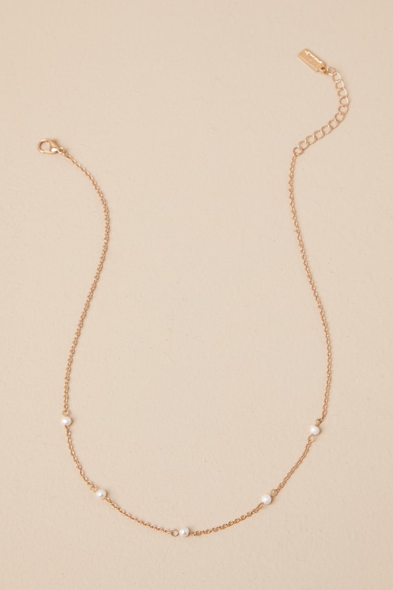 Pretty Gold and Pearl Necklace - Freshwater Pearl Necklace - Lulus
