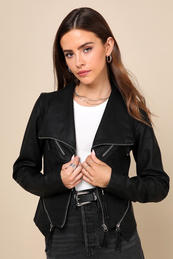 Vegan Leather Jacket - Black Jacket - Moto Jacket - Lulus