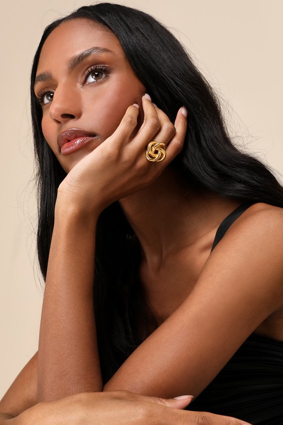 Gold Chunky Ring - Knot Statement Ring - Chunky Ring - Lulus
