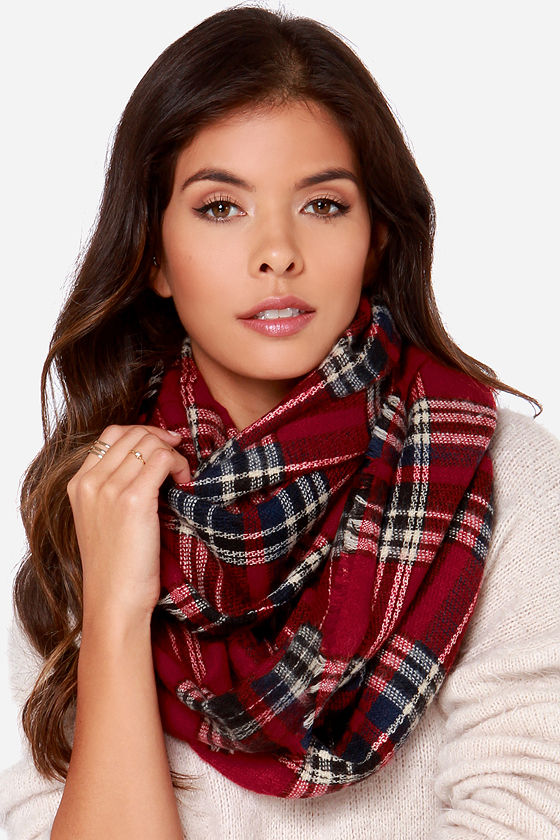 Soft Red Scarf - Plaid Scarf - Infinity Scarf - $18.00 - Lulus